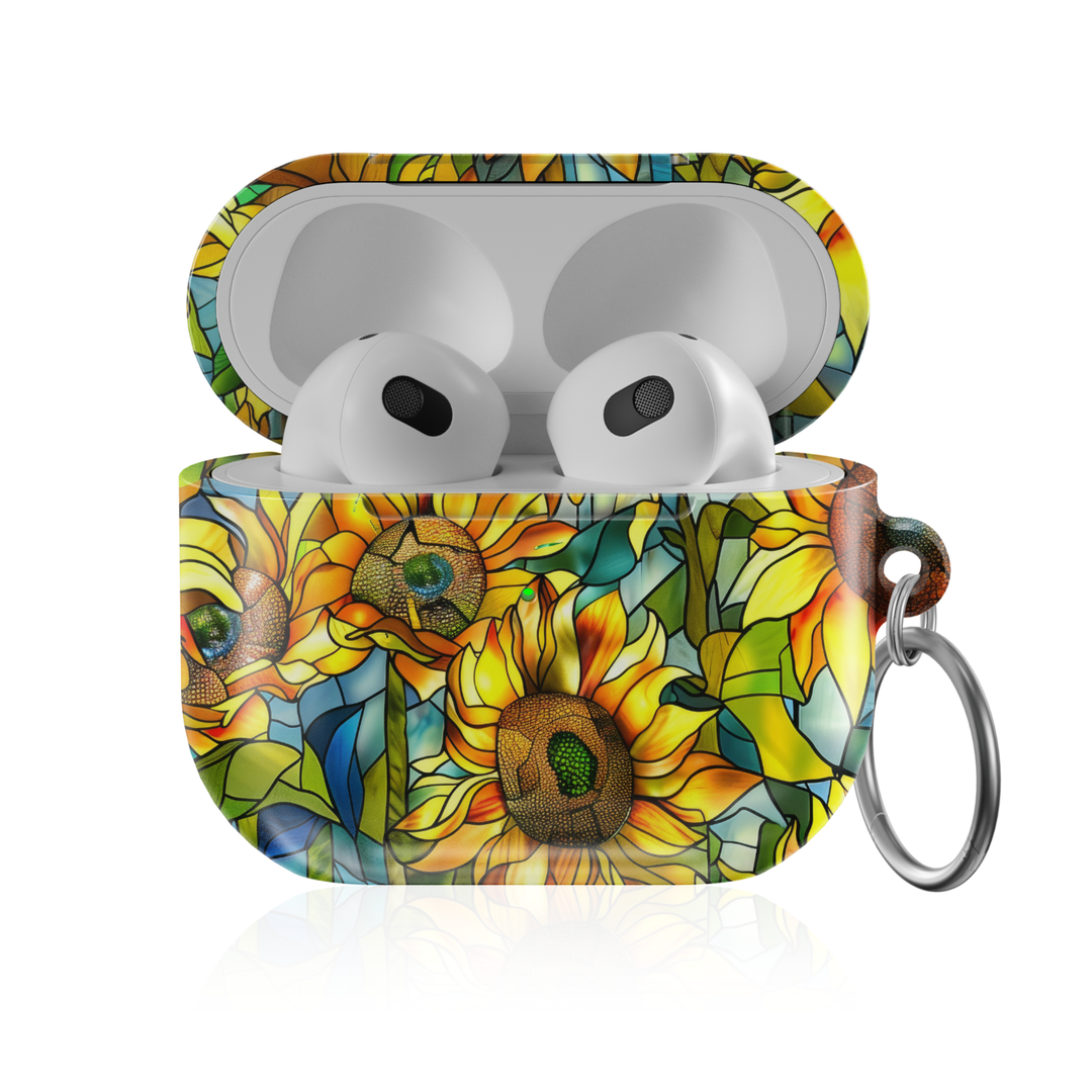Stained Glass Sunflower AirPods Pro Case – Yellow Floral Glossy Cover ...
